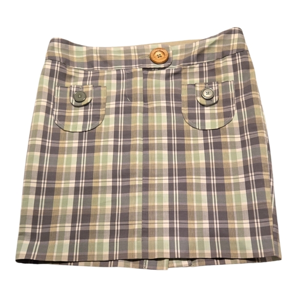zinc | Skirts | Zinc Plaid Mini Skirt With Button Detail | Poshmark